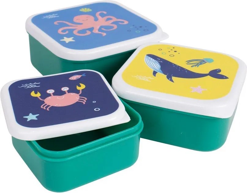 Zelené plastové dětské svačinové boxy v sadě 3 ks Ocean – Ladelle