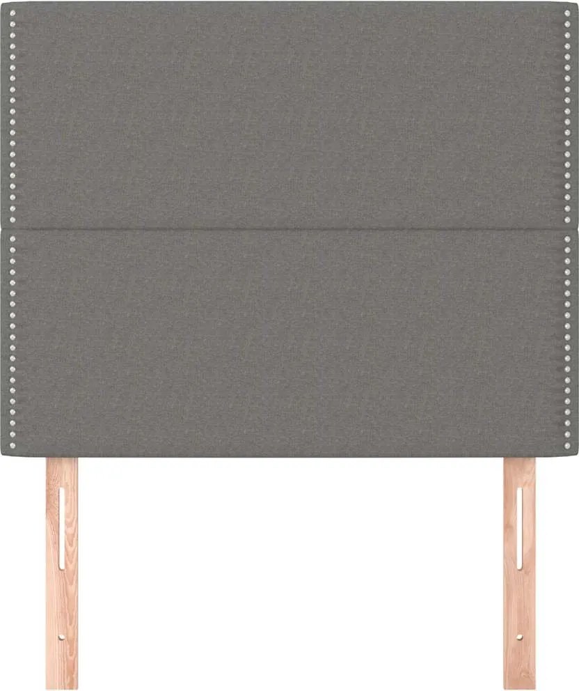 Čelo postele tmavě šedé 100x5x118/128 cm látkové 3116183