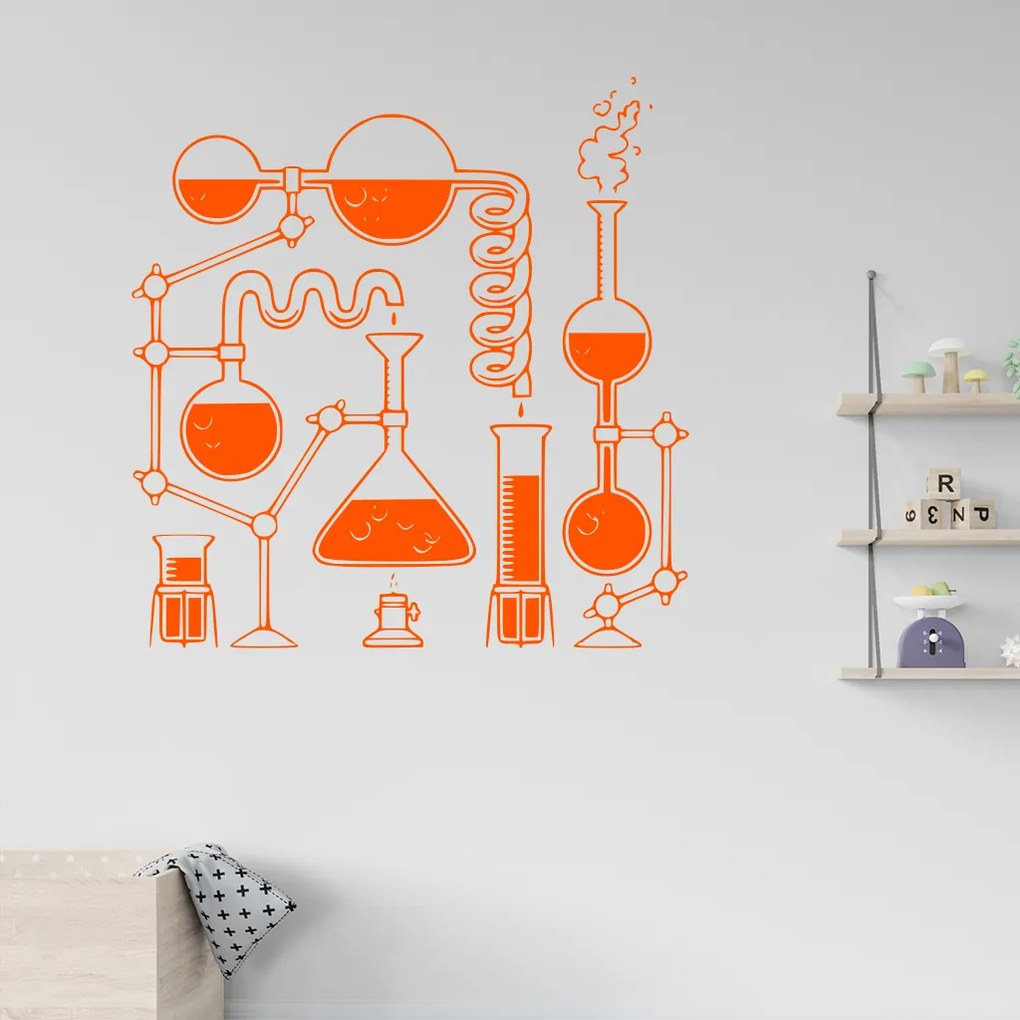 Živá Zeď Samolepka na zeď Chemie Barva: oranžová, Velikost: 100 x 102 cm