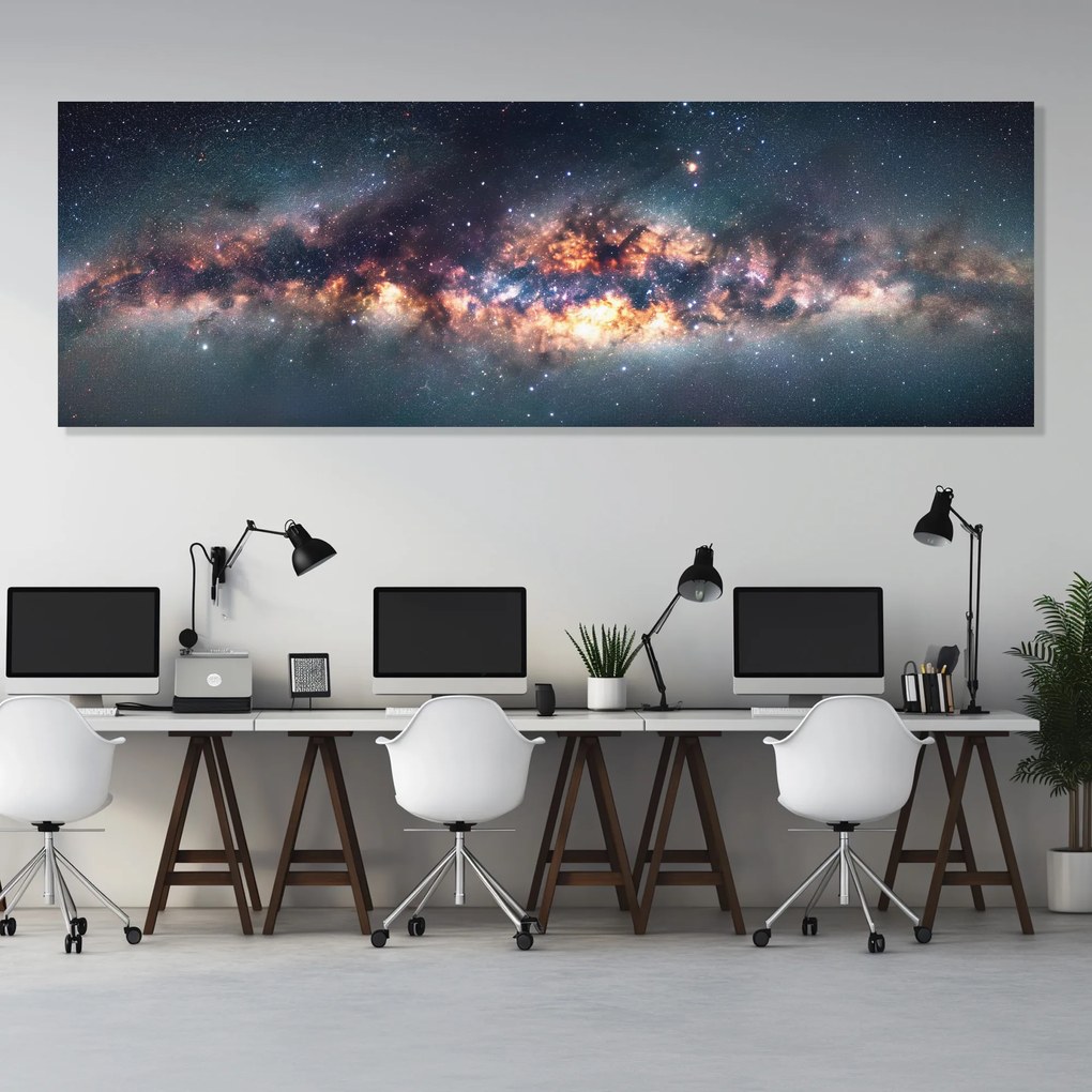 Obraz na plátně - Galaxie Mléčná dráha FeelHappy.cz Velikost obrazu: 120 x 40 cm