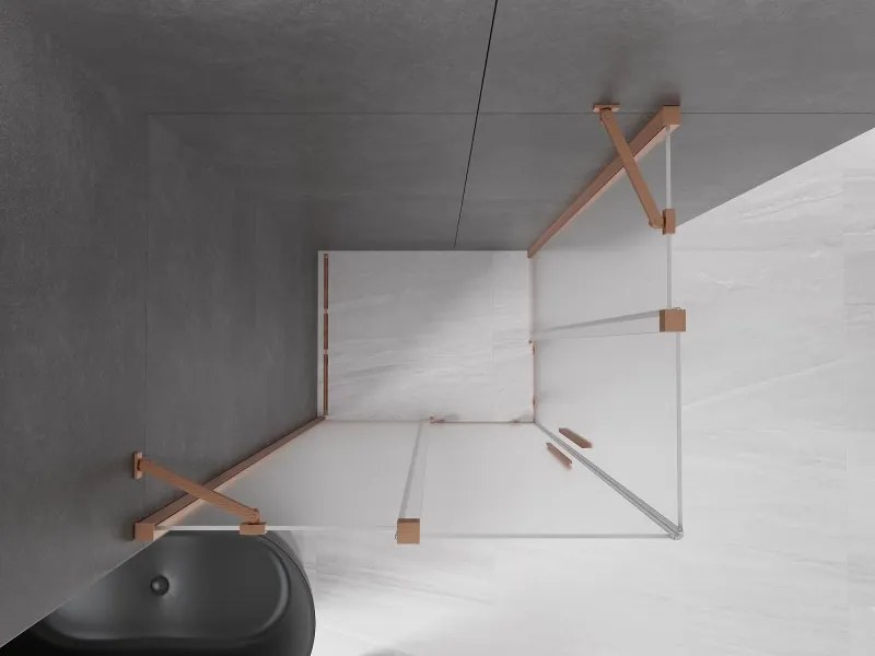 Mexen Velar Duo, sprchový kout s posuvnými dveřmi 90 x 80 cm, 8mm sklo námraza, měděná matná, 871-090-080-32-65