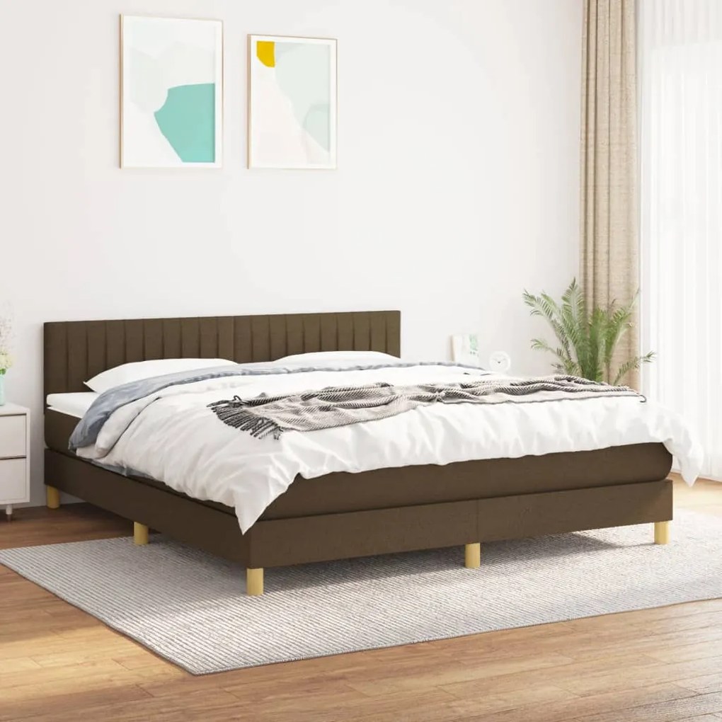 Box spring postel s matrací tmavě hnědá 160x200 cm textil 3140788