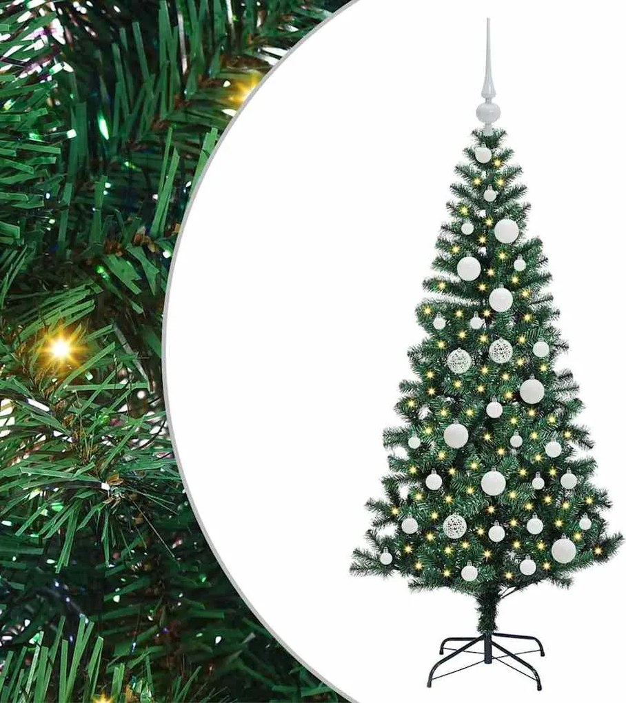 Umělý osvětlený vánoční stromeček Zelená 120 cm PVC a kov 3396739