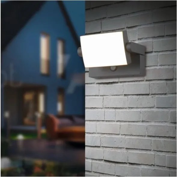 TRIO 246869142 KANSAS venkovní nástěnné svítidlo se senzorem SMD LED 10W/1000lm 3000K IP54 antracit