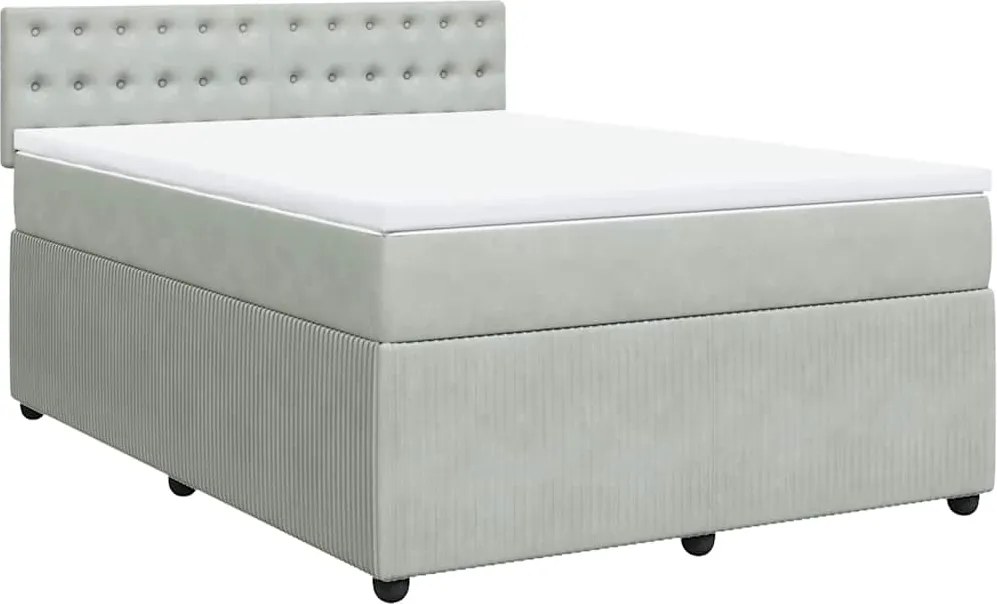 Box spring postel s matrací světle šedá 140x200 cm samet 3290070