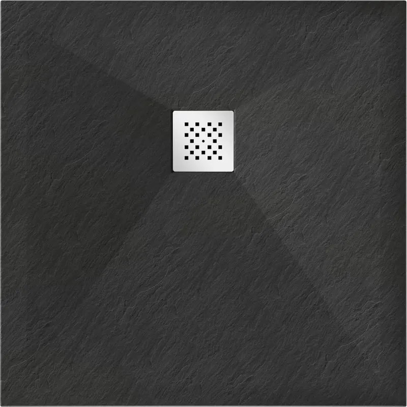 Mexen Stone+ kompozitová čtvercová sprchová vanička 80 x 80 cm, černá - 44708080