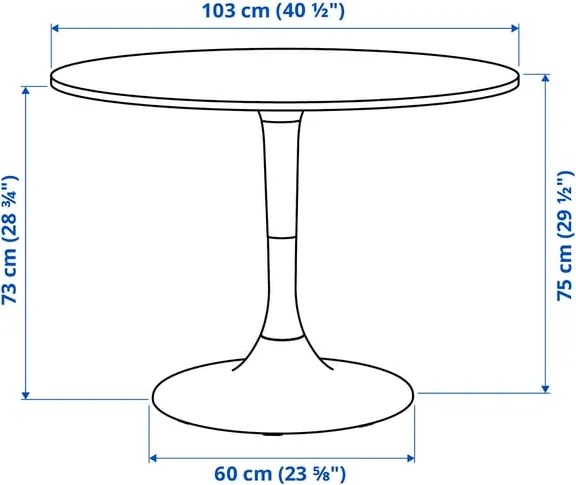 DOCKSTA / TOBIAS Stůl a 4 židle, bílá bílá/průhledné pochromované, 103 cm