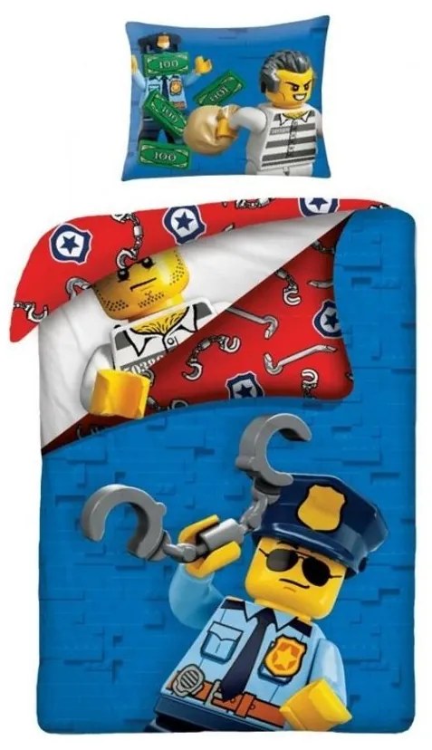Bavlněné ložní povlečení LEGO City - motiv Policajt vs. vězeň - 100% bavlna - 70 x 90 cm + 140 x 200 cm
