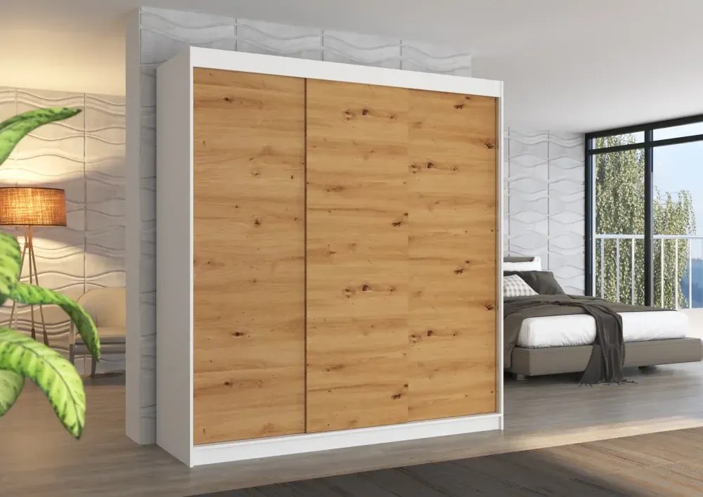 Posuvná skříň MEGAN 200 bílá – artisan