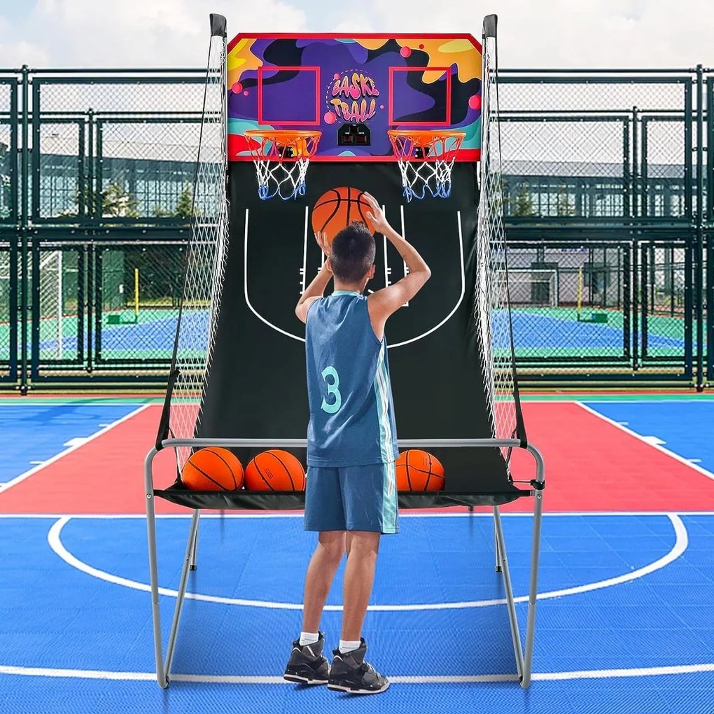 Costway 8 v 1 Basketbalový stroj Skládací elektrický stojan na basketbalový míč