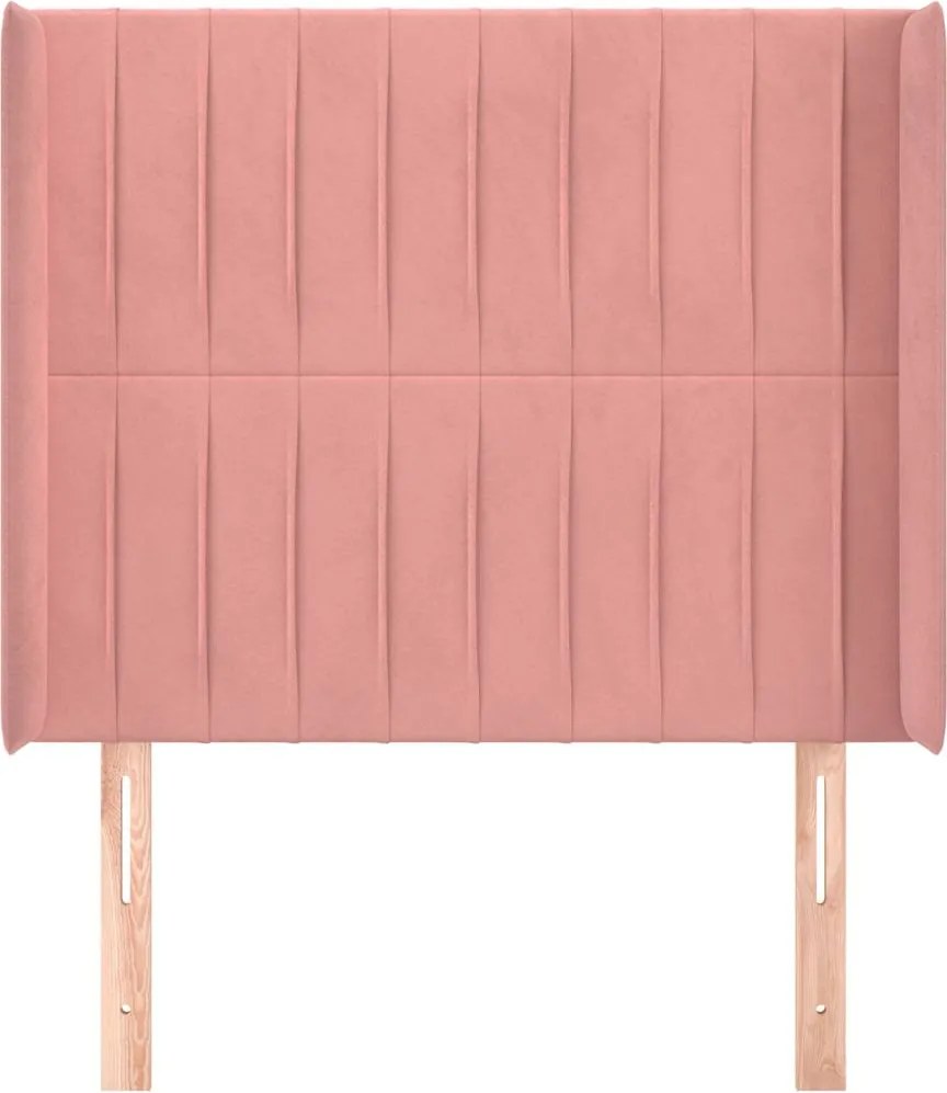 Čelo postele typu ušák růžové 83x16x118/128 cm samet 3119853