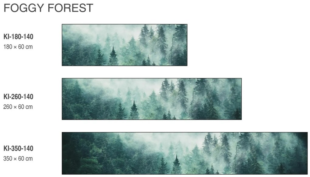 DIMEX | Fototapeta do kuchyně Mlha v lese KI-180-140 | 180 x 60 cm | zelená, šedá