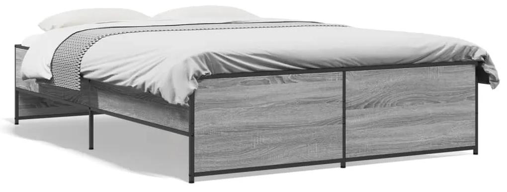 Rám postele šedý sonoma 140 x 190 cm kompozitní dřevo a kov,  3279900