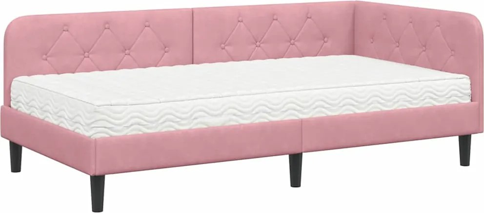 Rohový rám postele Růžová 100 x 200 cm samet 3394167
