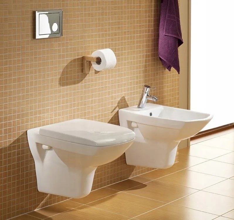 Cersanit Carina Clean On, závěsná wc mísa + antibakteriální toaletní sedátko z duroplastu, set 548, bílá, K701-033