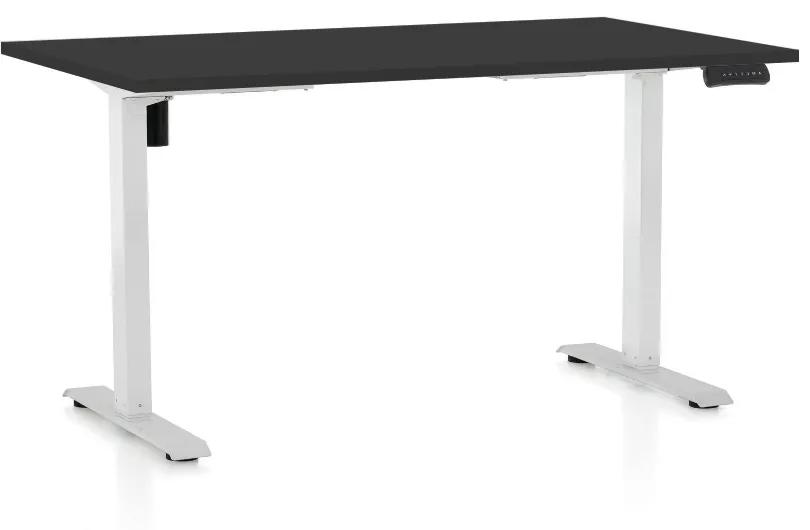 Výškově nastavitelný stůl OfficeTech B, 120 x 80 cm, bílá podnož, černá