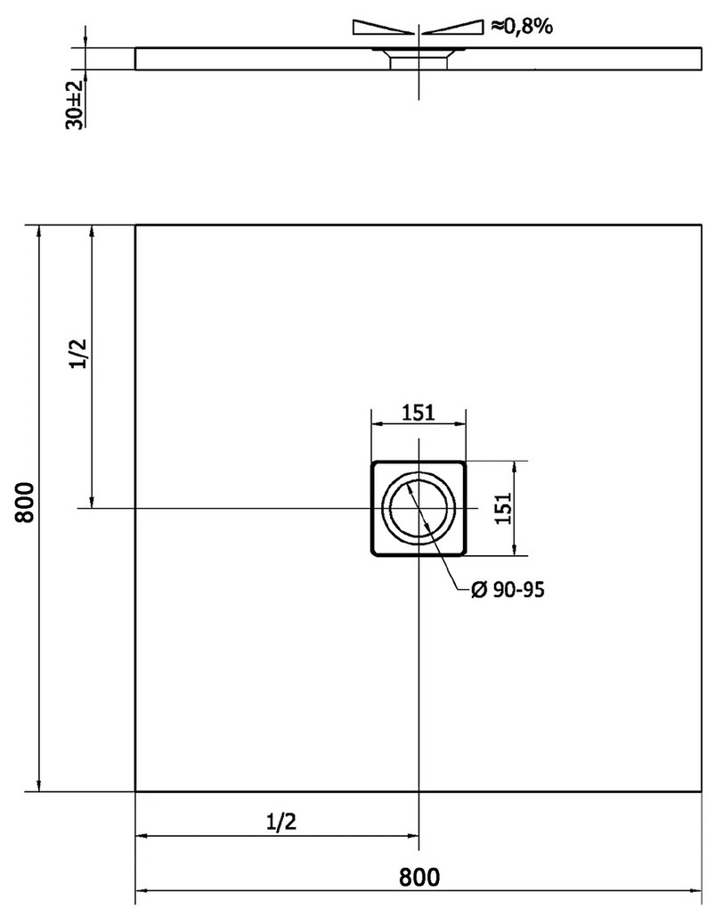 Polysan FLEXIA vanička z litého mramoru, 80x80x3cm, 72941