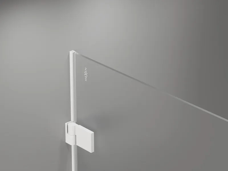 Mexen Lunar-B L, sklápěcí sprchový kout levý 90 x 70 cm, 8mm čiré sklo, bílý profil, 832L-090-070-20-00-L