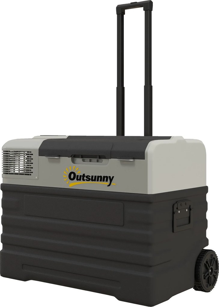 Outsunny 56 Litrová Elektrická Chladící Skříň s Kompresorem, ECO Mód, Funkce Chlazení, Mrazící Skříň, Thermobox, Mini Chladnička 12/240 Volt pro Auto,