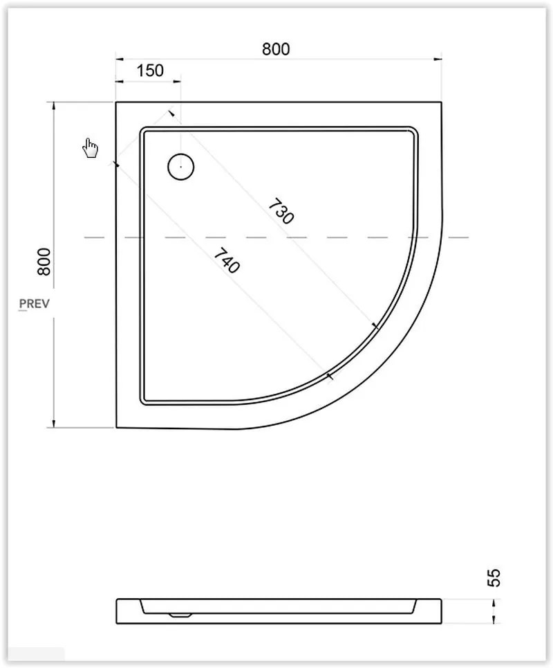 BESCO Čtvrtkruhová sprchová vanička ARON Rozměr A - 90 cm, Rozměr B - 90 cm OLBVANACARO90