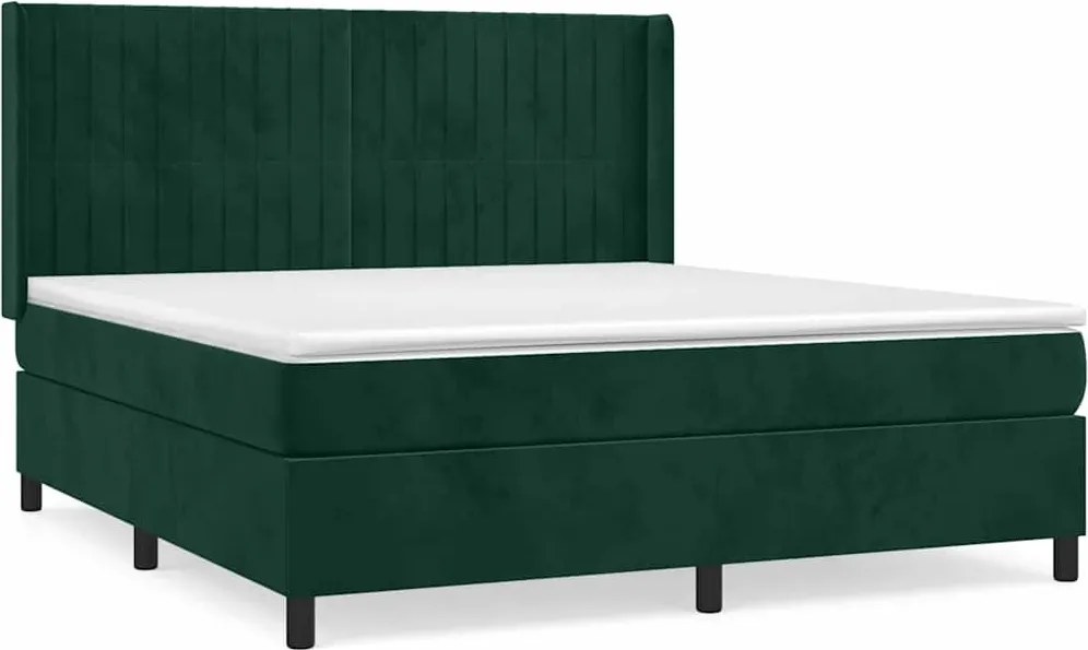 Box spring postel s matrací tmavě zelená 160x200 cm samet 3132810
