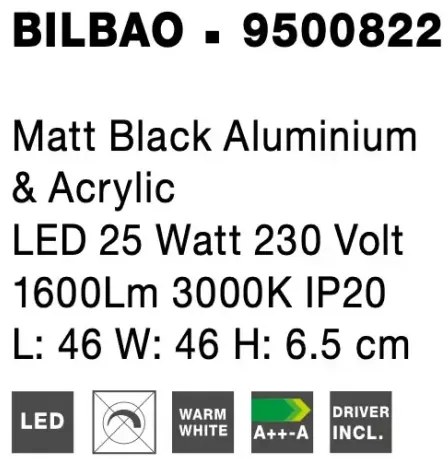 LED stropní svítidlo Bilbao 46 černé
