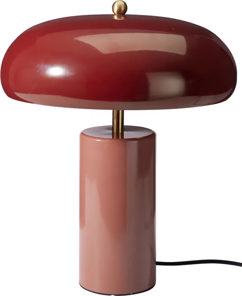 Kovová stolní lampa s kulatým stínidlem, 26 x 21 x 39 cm - vínová