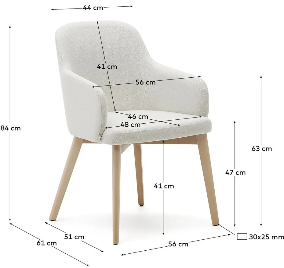 Krémové čalouněné jídelní křeslo s područkami Nelida – Kave Home