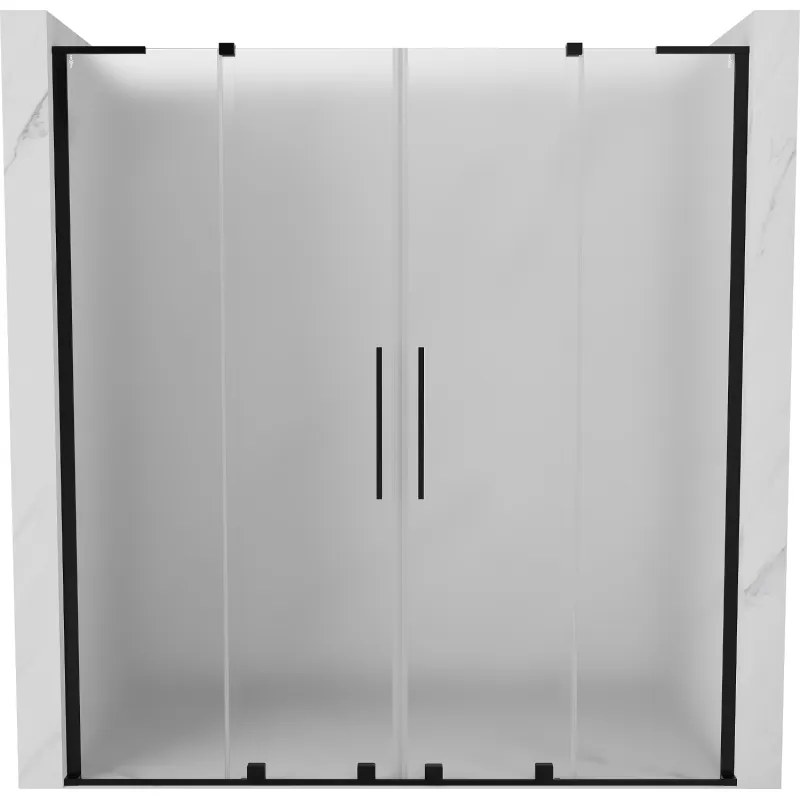 Mexen Velar L Duo, posuvné sprchové dveře do otvoru 170 cm, 8mm sklo námraza, černá matná, 871-170-003-32-70