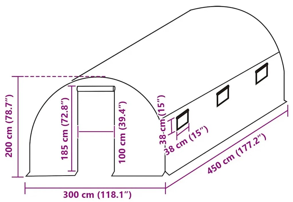 vidaXL Marketos Náhradní plachta na skleník (13,5 m²) 300 x 450 x 200 cm zelená