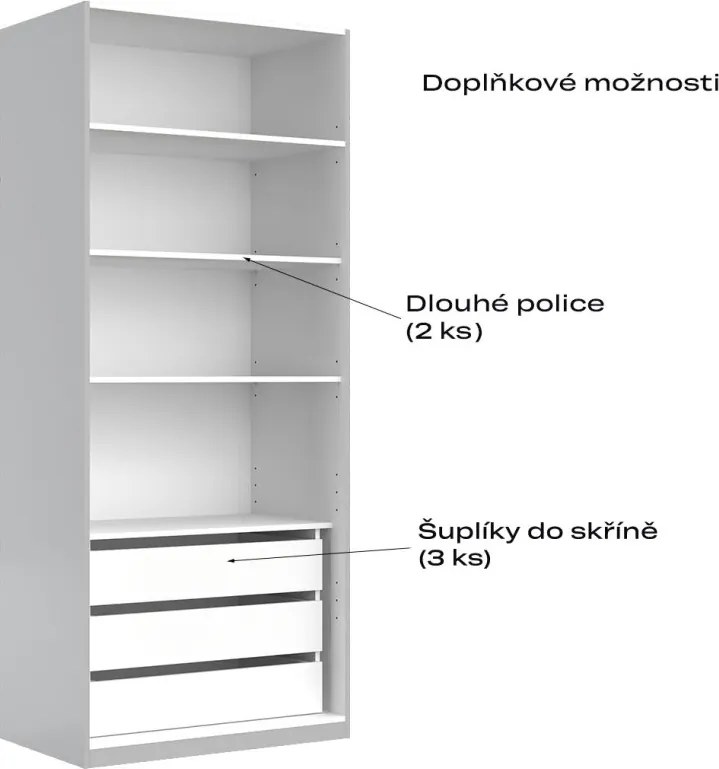 Skříň 2dv bez zrcadel, série N šedý lesk Megy