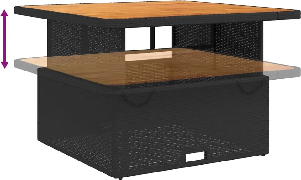 4dílný zahradní jídelní set s poduškami černý polyratan 3277333