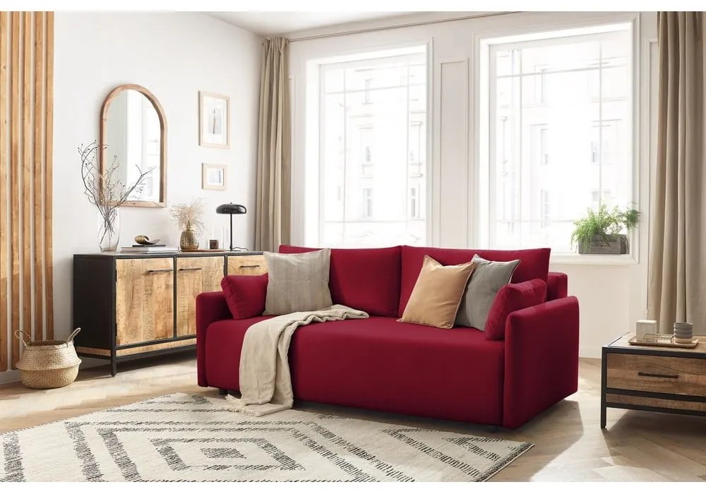 Vínová rozkládací/s úložným prostorem pohovka 211 cm Marcel - II. jakost – Bobochic Paris