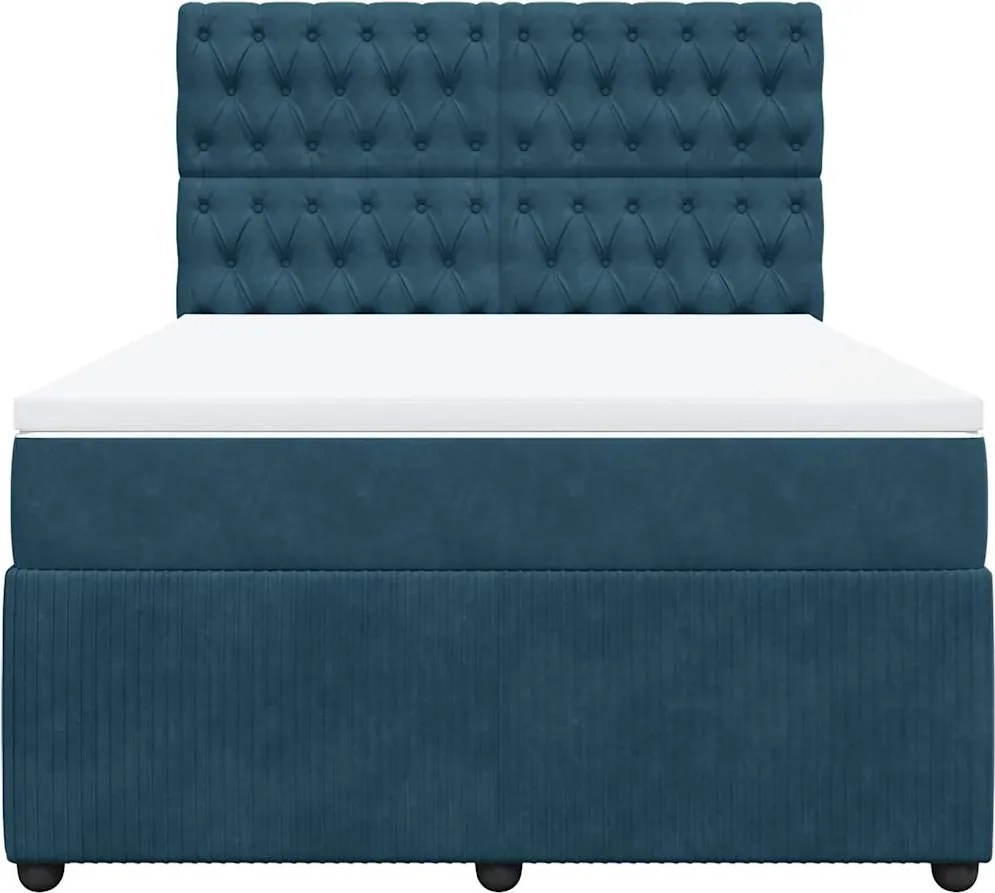 Box spring postel s matrací modrá 140 x 190 cm samet 3294644