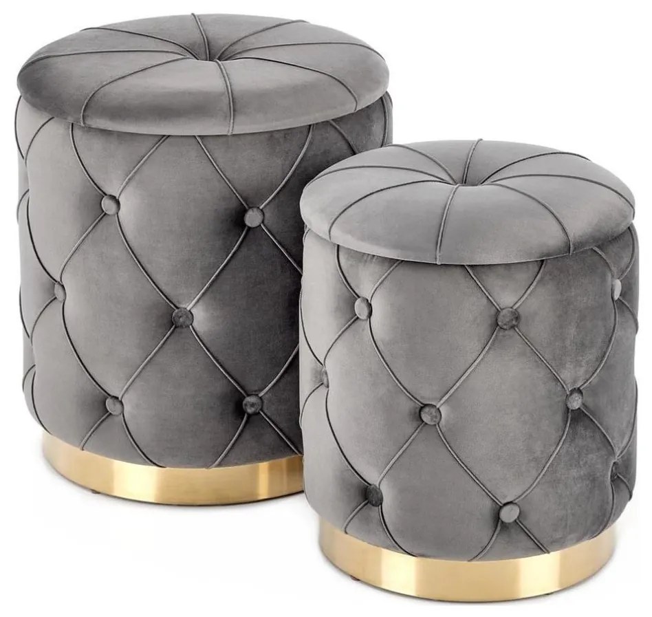 SADA 2x Taburet POLLY pr. 40/44 cm šedá/zlatá