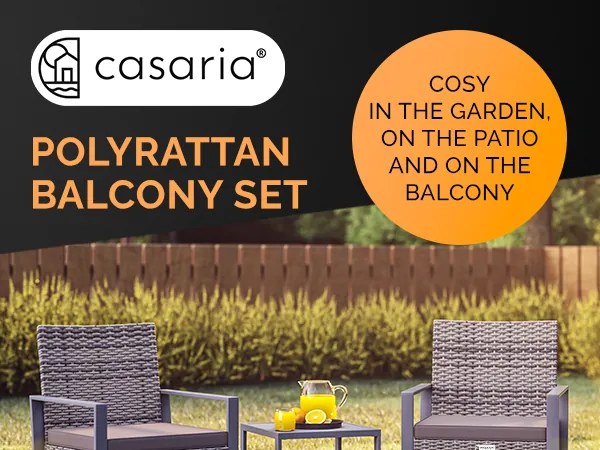 Umělý ratan Zahradní nábytkový set 3dílný šedý WPC
