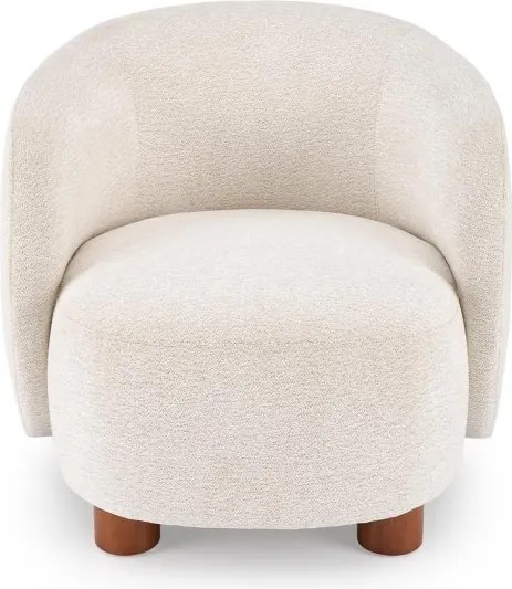 Designové křeslo BAKER — dřevo, látka, krémová