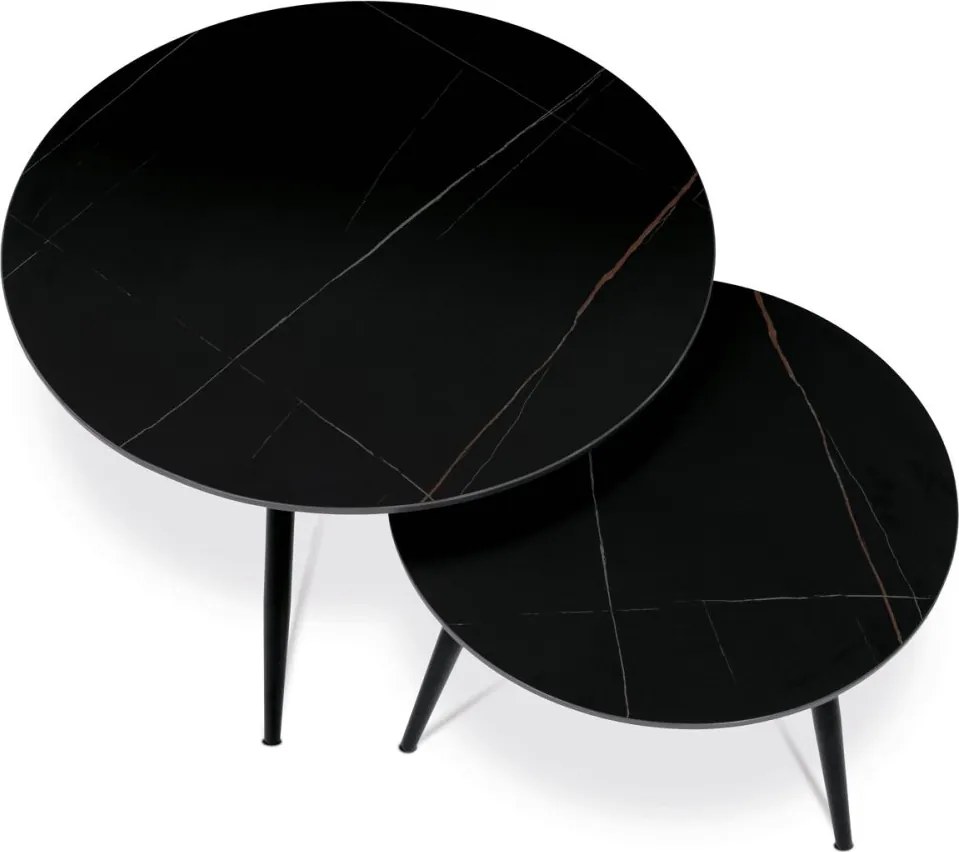 Konferenční stolek 80x80x45cm AHG-403 BK, slinutá keramika, mramor