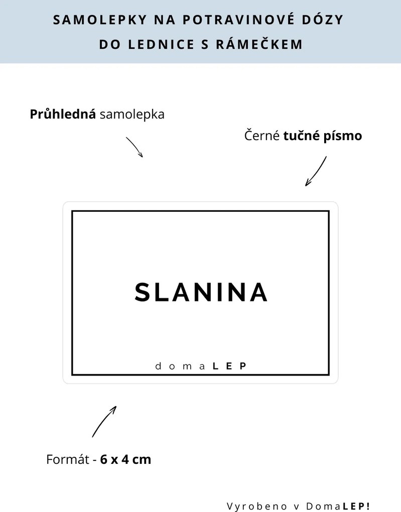 SLANINY - Samolepka s rámečkem na dózy do lednice, 6 x 4 cm