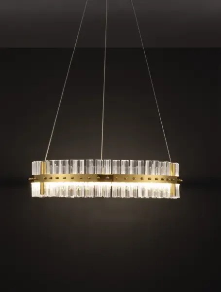 LED stmívatelný platinum zlatý moderní lustr Kezo