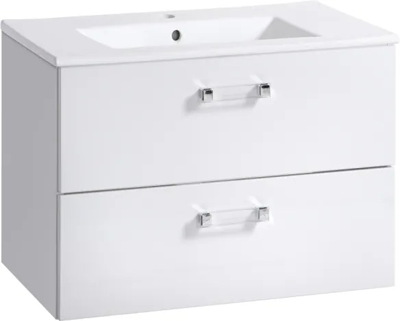 MAXIVA Závěsná skříňka pod umyvadlo - ADEL 820, šířka 60 cm, bílá/lesklá bílá