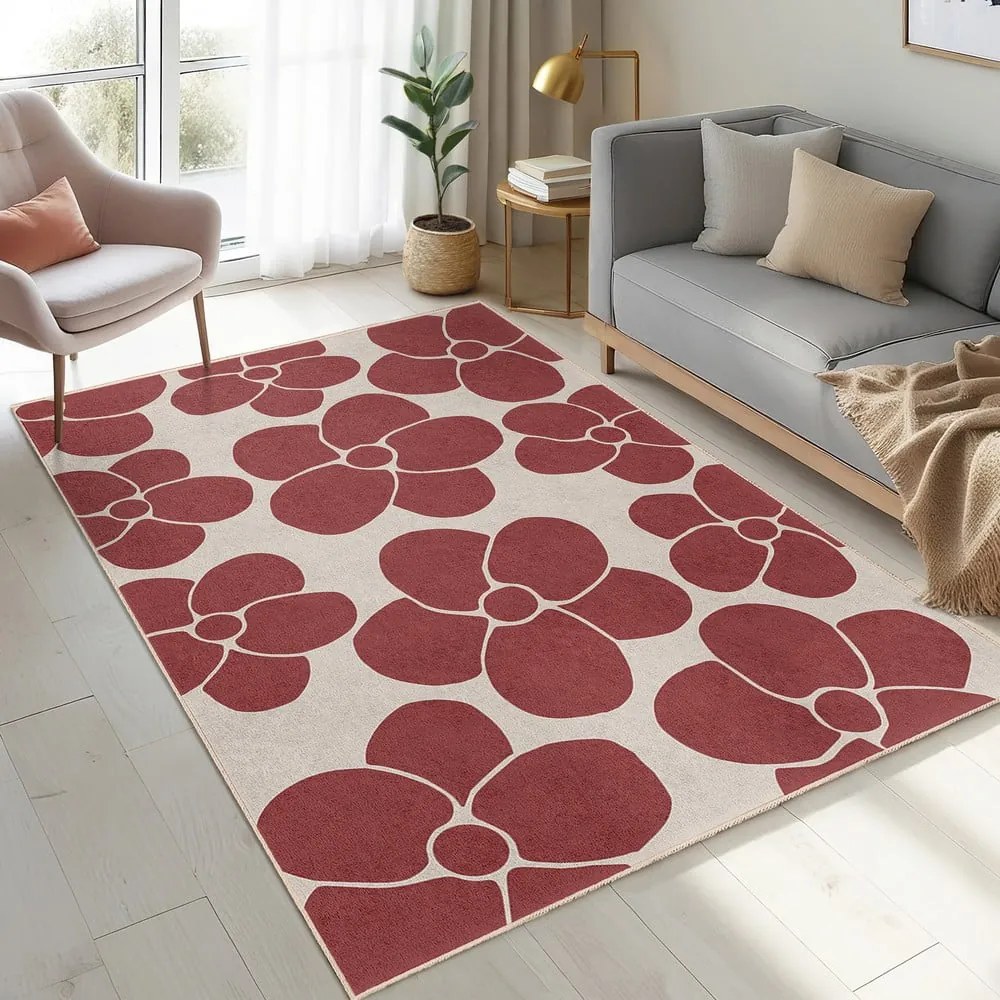 Červený pratelný koberec 60x100 cm Red Meadow – Mila Home
