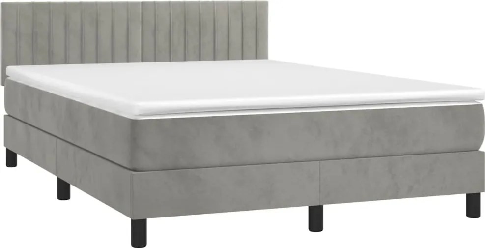 Box spring postel s matrací světle šedá 140x190 cm samet 3141419