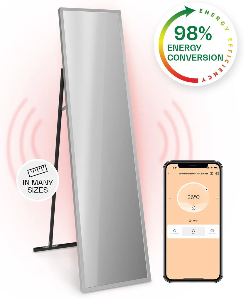 Klarstein La Palma 900, infračervený ohřívač 2 v 1, smart, 40 x 160 cm, 900 W, zrcadlová přední strana