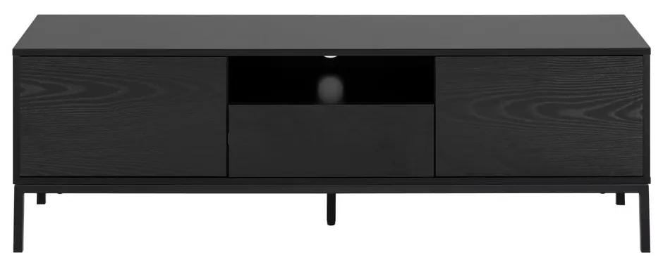 Černý TV stolek v dekoru jasanu 140x45 cm Seaford - Actona