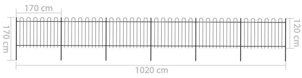 vidaXL Marketos Zahradní plot s obloukem nahoře ocelový 1070 x 120 cm černý