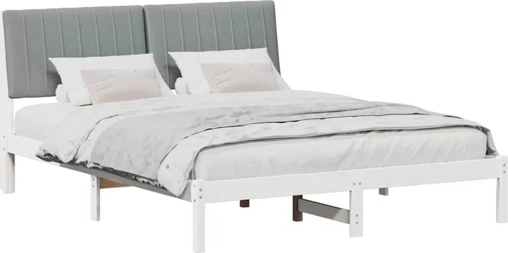 Rám postele s čelo Bílá 150 x 200 cm Masivní borové dřevo 3394417