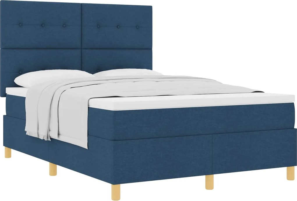 Postel s boxspringem s čelo Modrá 160 x 200 cm textil 3339636