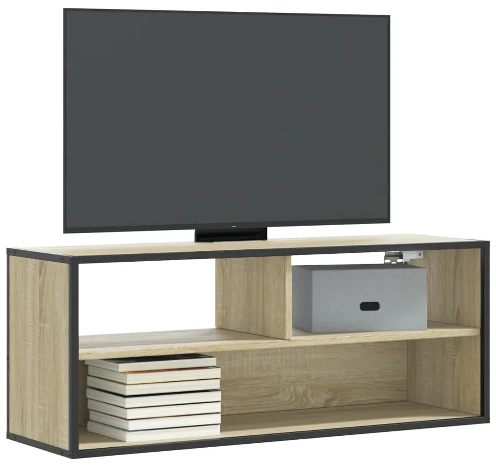 TV skříňka dub sonoma 100 x 31 x 39,5 cm kompozitní dřevo a kov