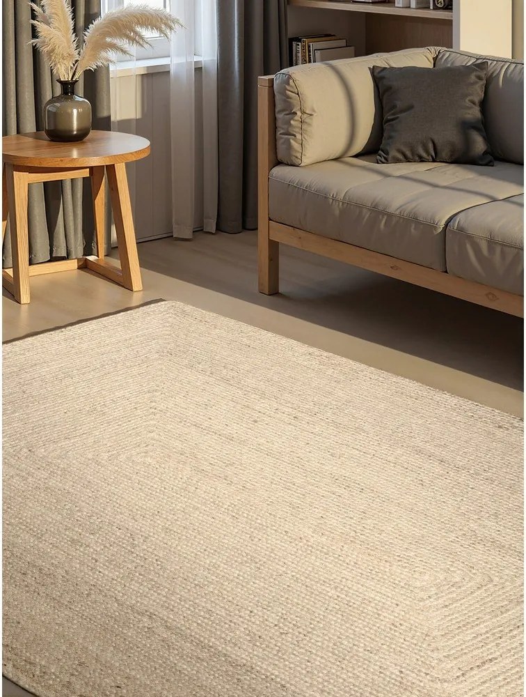 Krémový oboustranný/ručně tkaný jutový koberec 60x90 cm Juno – Hanse Home